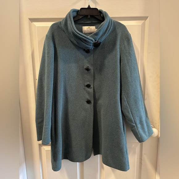 Janska | Jackets & Coats | Janska Audrey Teal Fleece Coat With High ...